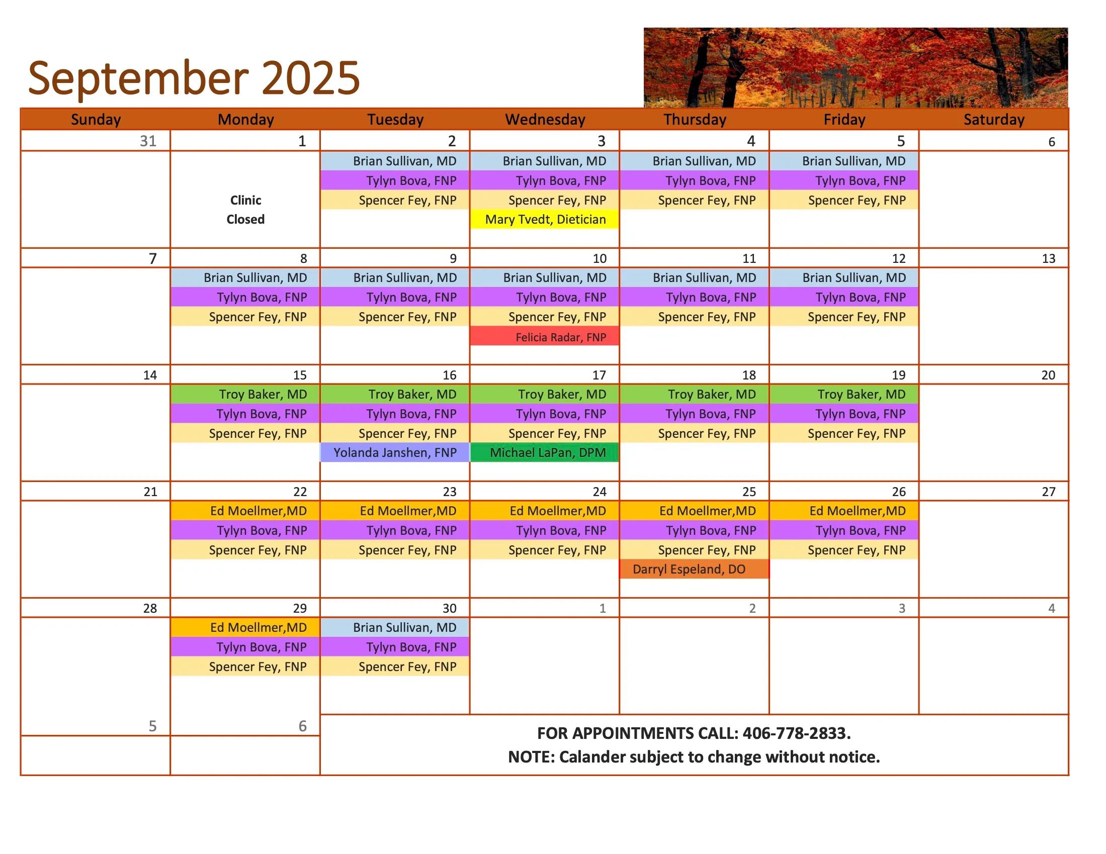 Providers Schedule